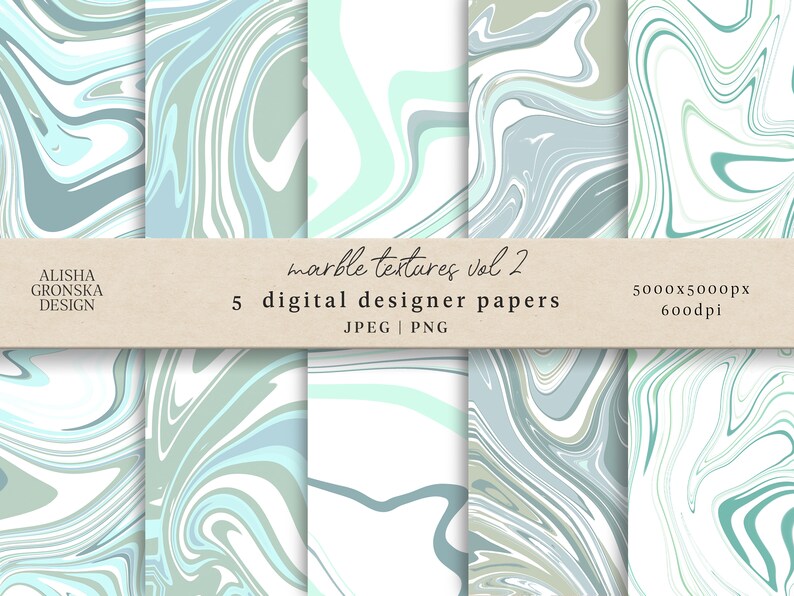 Green Marble Digital Paper - Scrapbook Papers - Digital Background ...