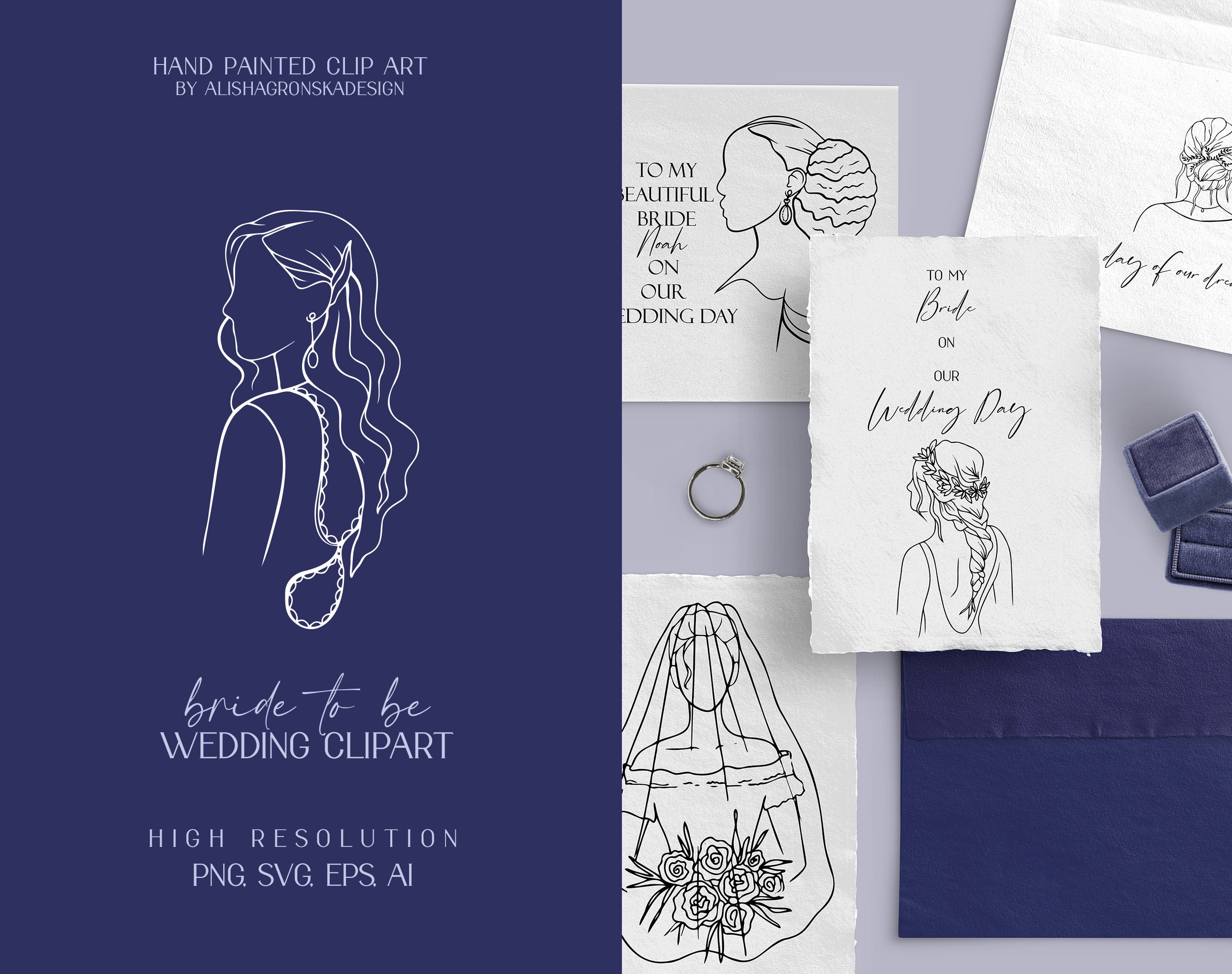 Abstract Woman Bride Line Clipart Female Wedding Line Art | Etsy
