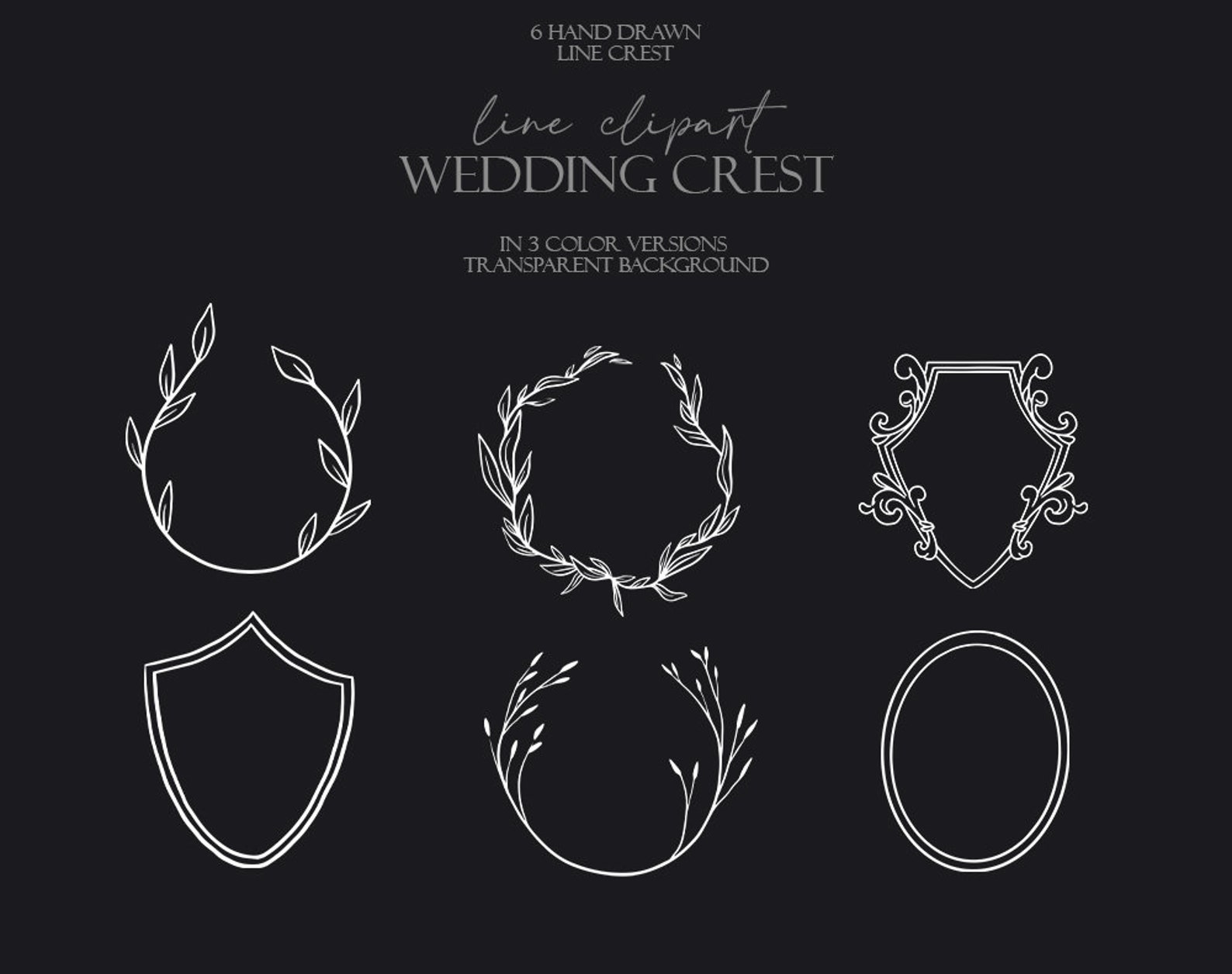 Monogram Wedding Shield Wreath Hand Painted Family Coat of Arms Clip ...