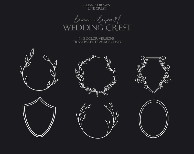 Monogram Wedding Shield Wreath - Hand Painted Family Coat of Arms Clip ...