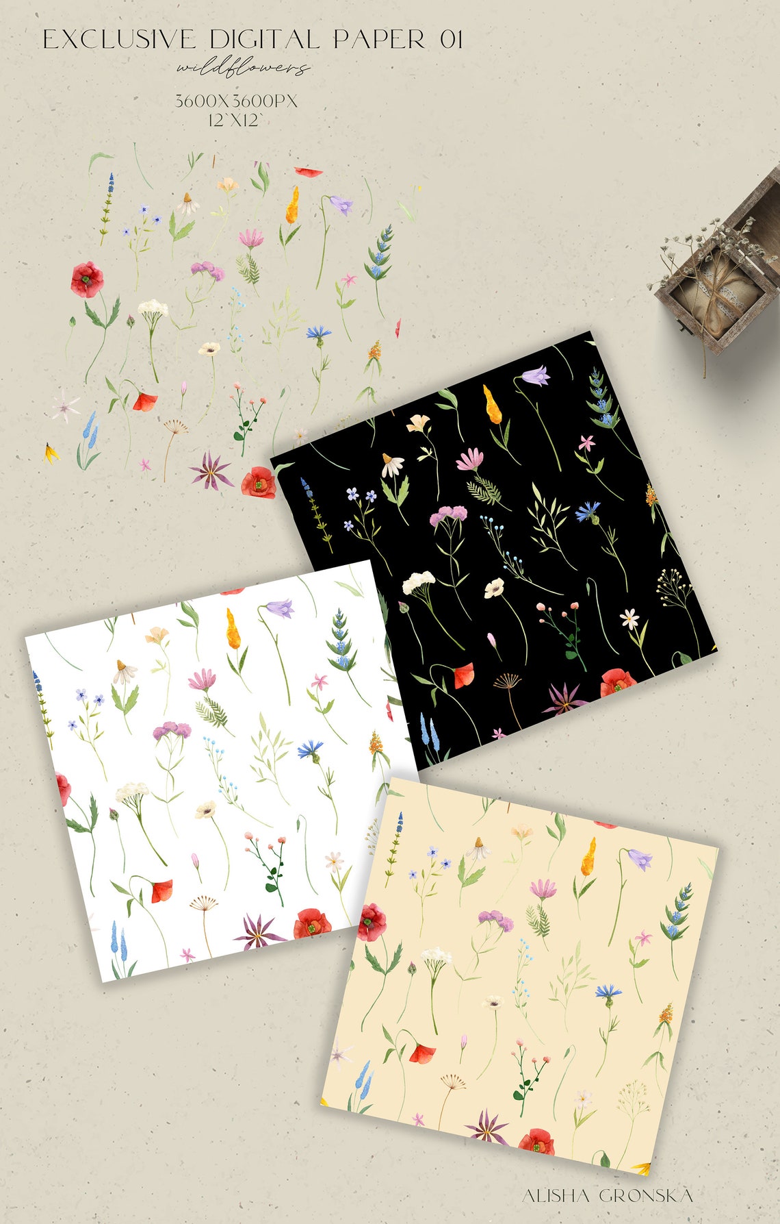 Exclusive Digital Paper 01 Wildflowers Digital Paper - Etsy