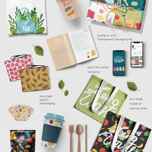 Eco Zero Waste | Digital Clipart Collection | Vegan Green Eco Friendly ...