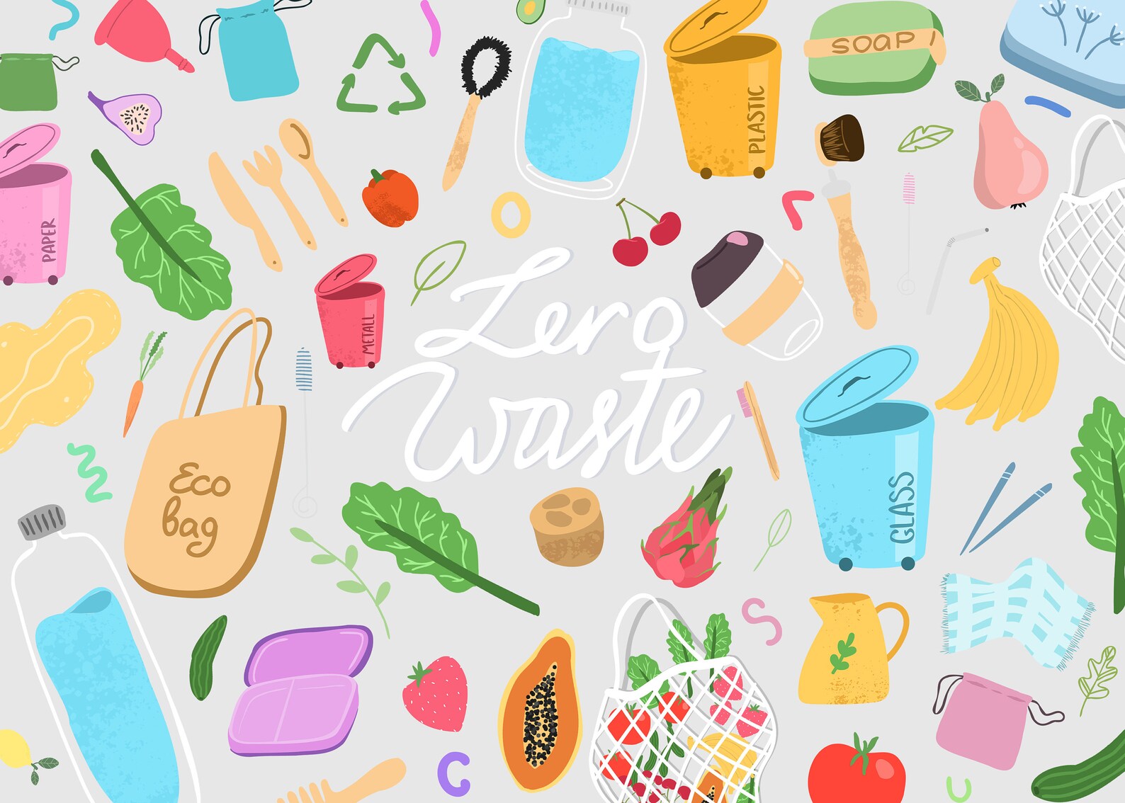 Eco Zero Waste | Digital Clipart Collection | Vegan Green Eco Friendly ...