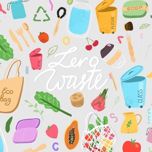 Eco Zero Waste | Digital Clipart Collection | Vegan Green Eco Friendly ...
