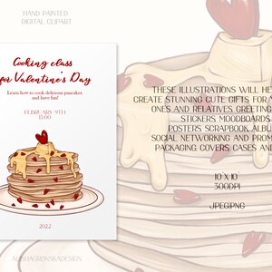 Valentine's Day Clipart, Tasty Pancakes With Red Hearts, Love Clipart ...