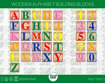 Wooden Alphabet Blocks Clipart - Etsy