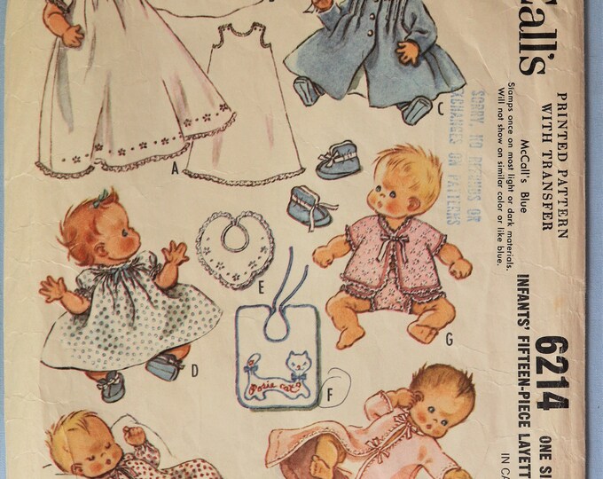 Mccall's 6214. Infant Layette Pattern. Vintage 1961 Baby Layette ...