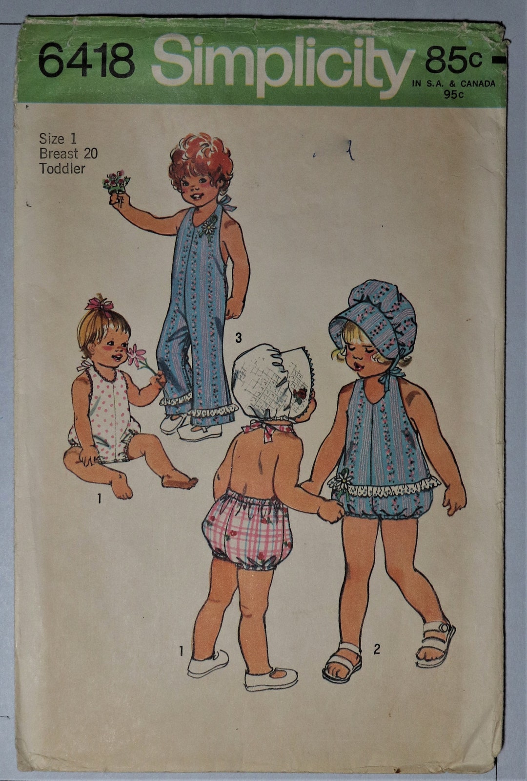 Simplicity 6418. Child's Play Suit Pattern Vintage 1973 Toddler Sun ...