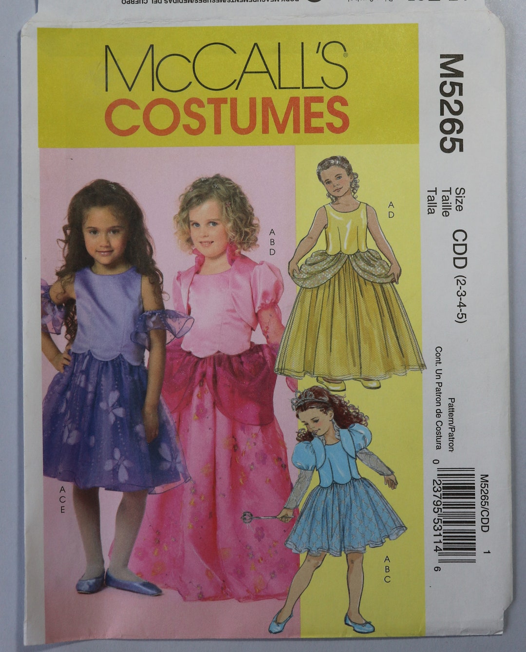 Mccall's 5265. Girl's Princess Costume Pattern. Belle Costume Pattern ...
