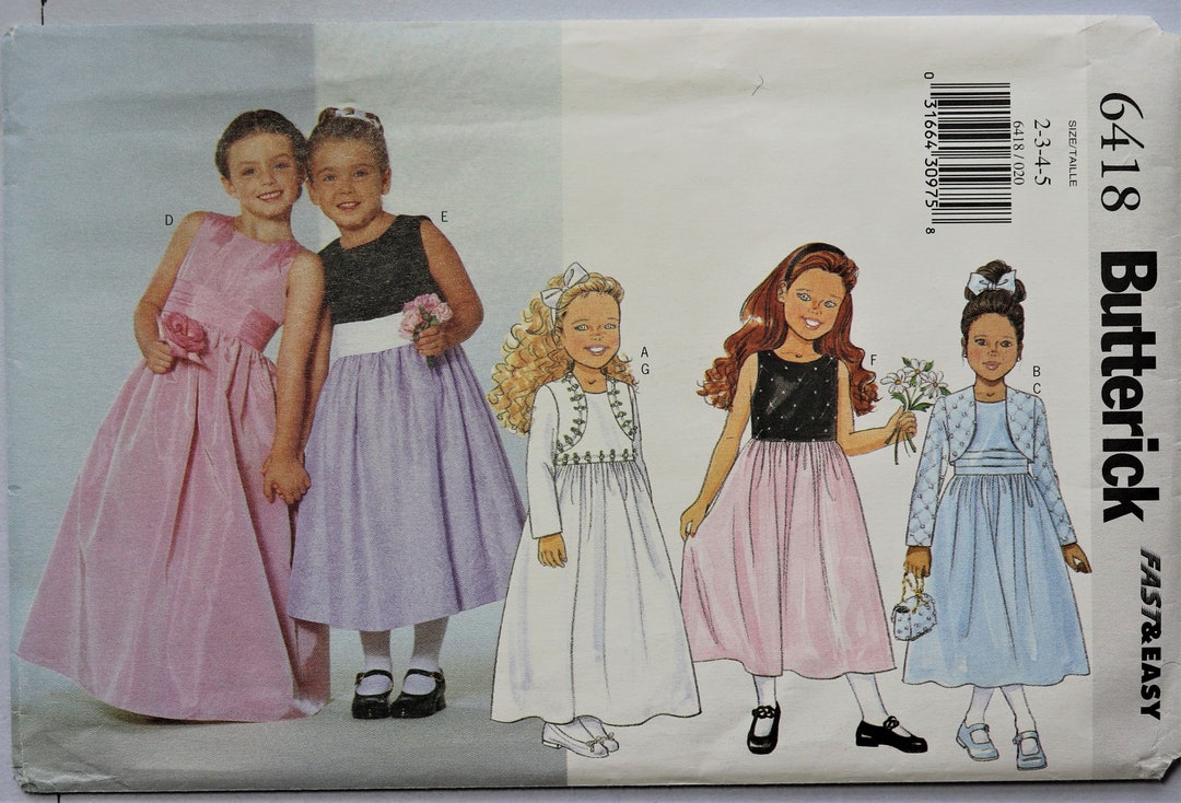 Butterick 6418. Girls Dress Pattern. Flower Girl Dress and Jacket ...