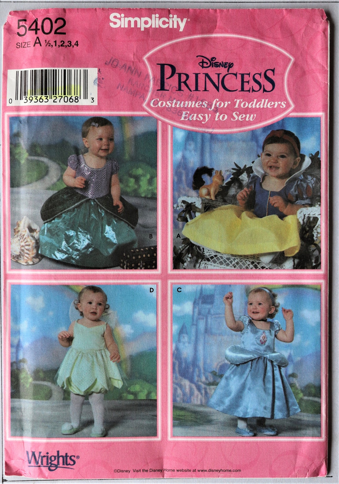 Simplicity 5402. Child Disney Princess Costumes Pattern. Toddler Snow ...