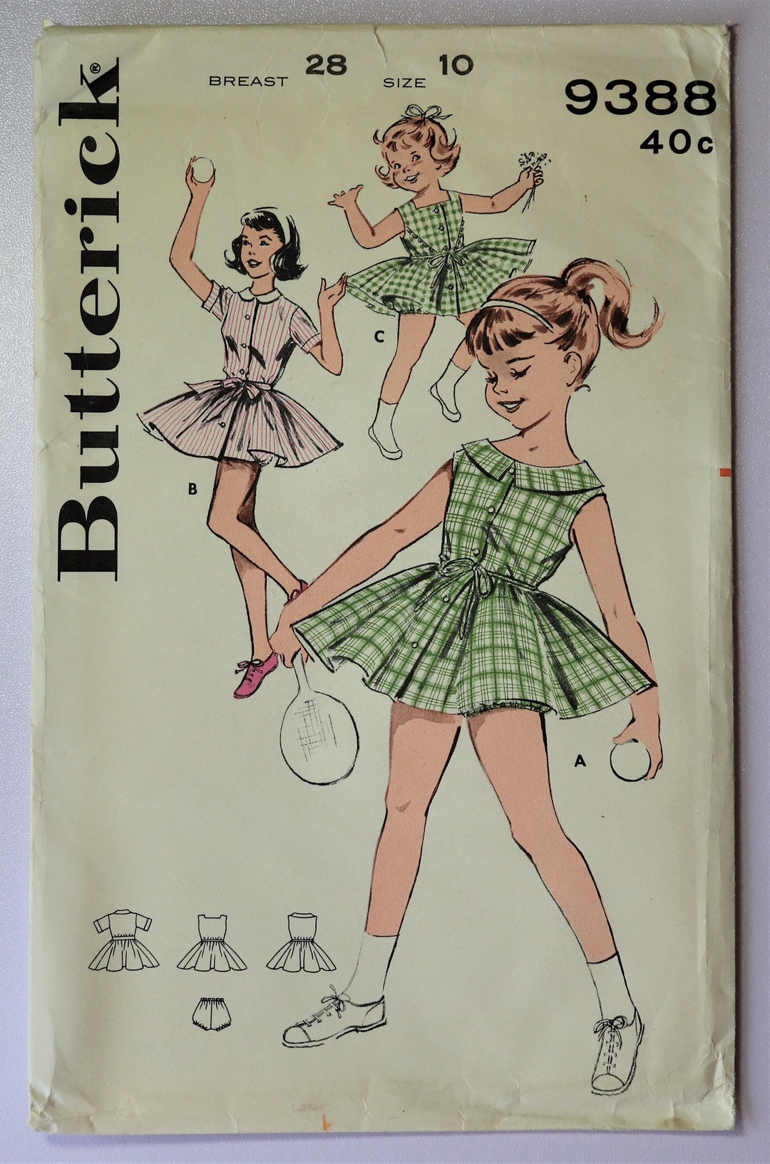 Butterick 9388. Girl's Dress and Panties Pattern. Vintage 1960 Girl's ...