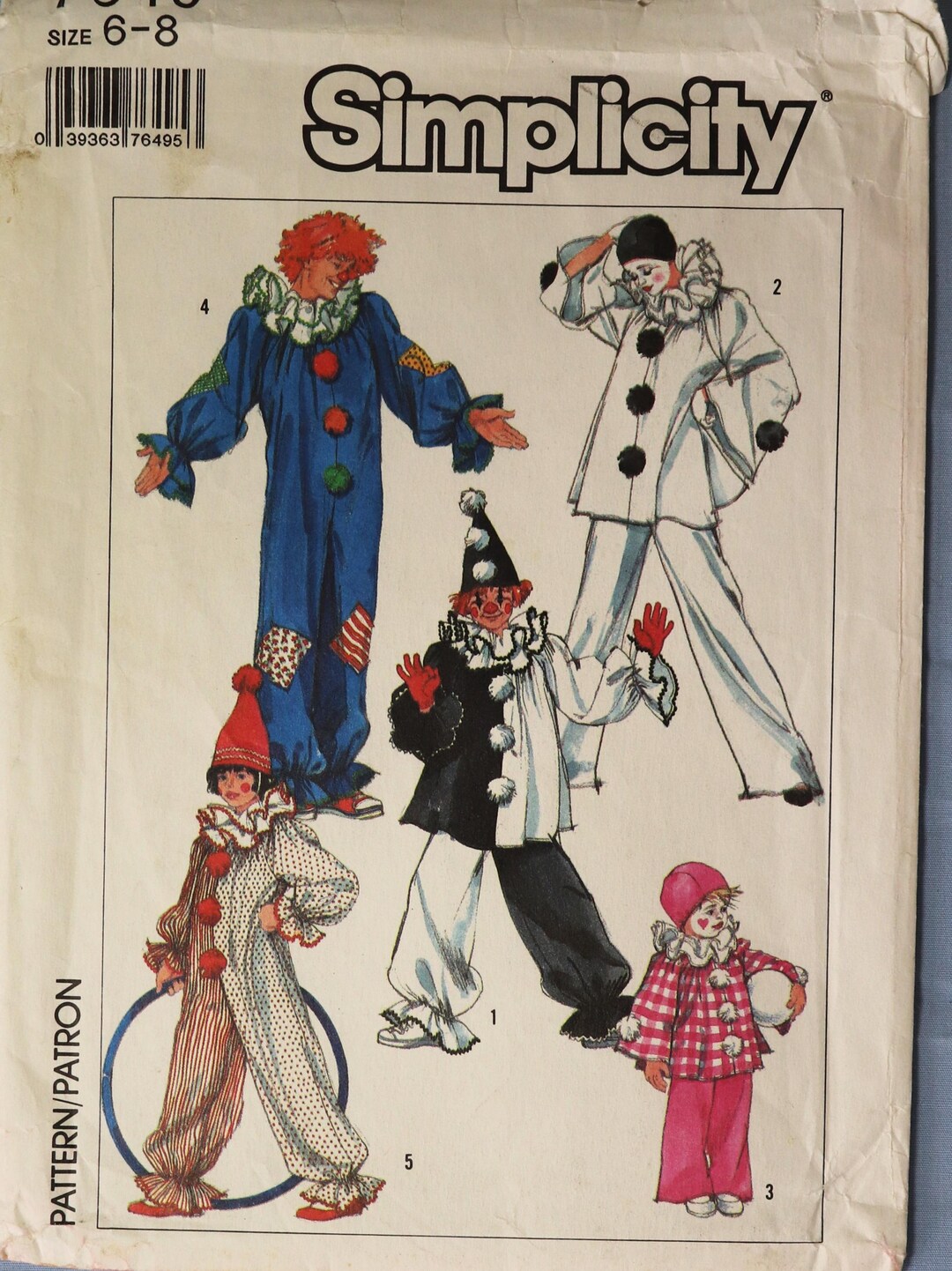 Simplicity 7649. Child Clown Costume Pattern. Child Pierrot Costume ...