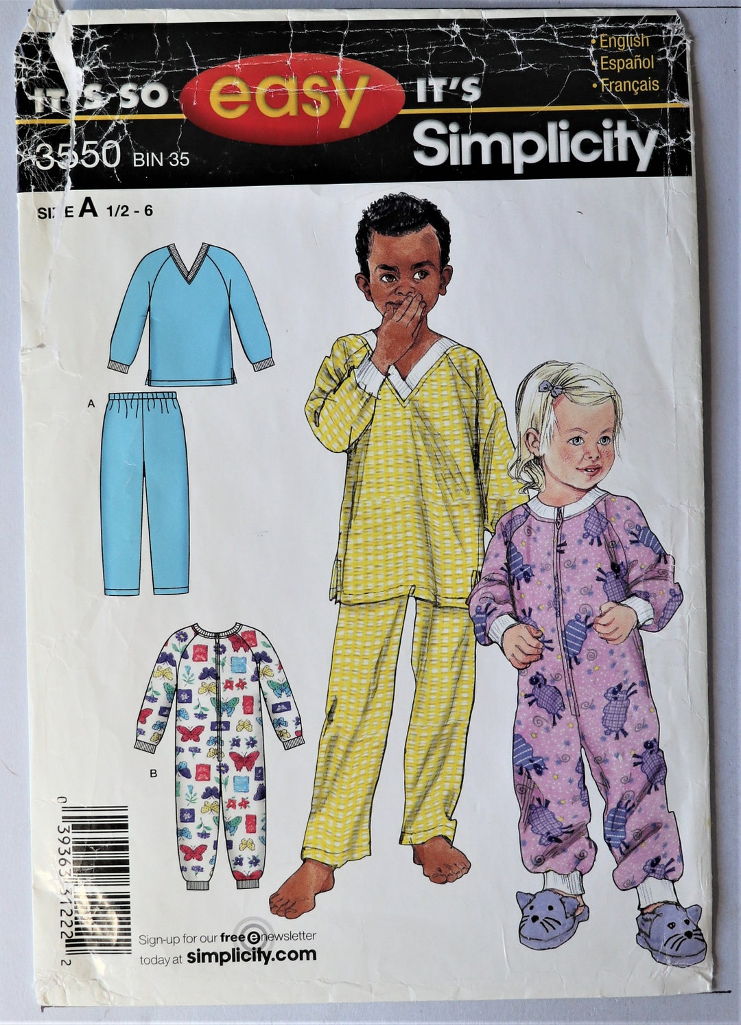 Simplicity 3550. Child's Pajamas and Sleeper Pattern. - Etsy