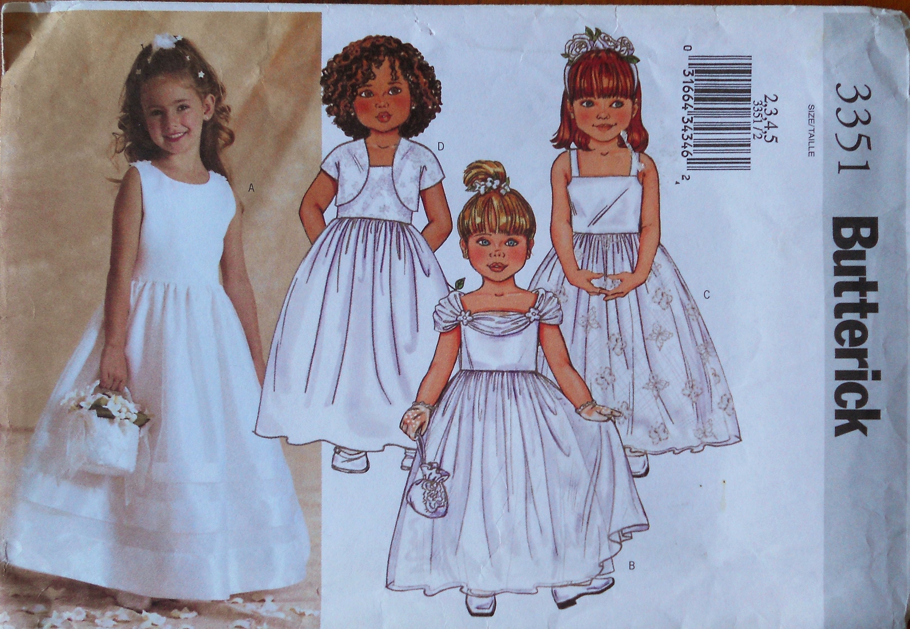 Patterns Out of Print Butterick 3351 Flower Girl Kids Jacket and Dress ...