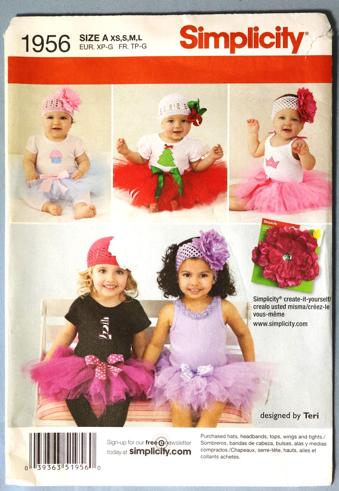 Simplicity 1956. Baby's Tutu Pattern. Infant Girl No Sew Tutu With Shirt Applique Pattern ...