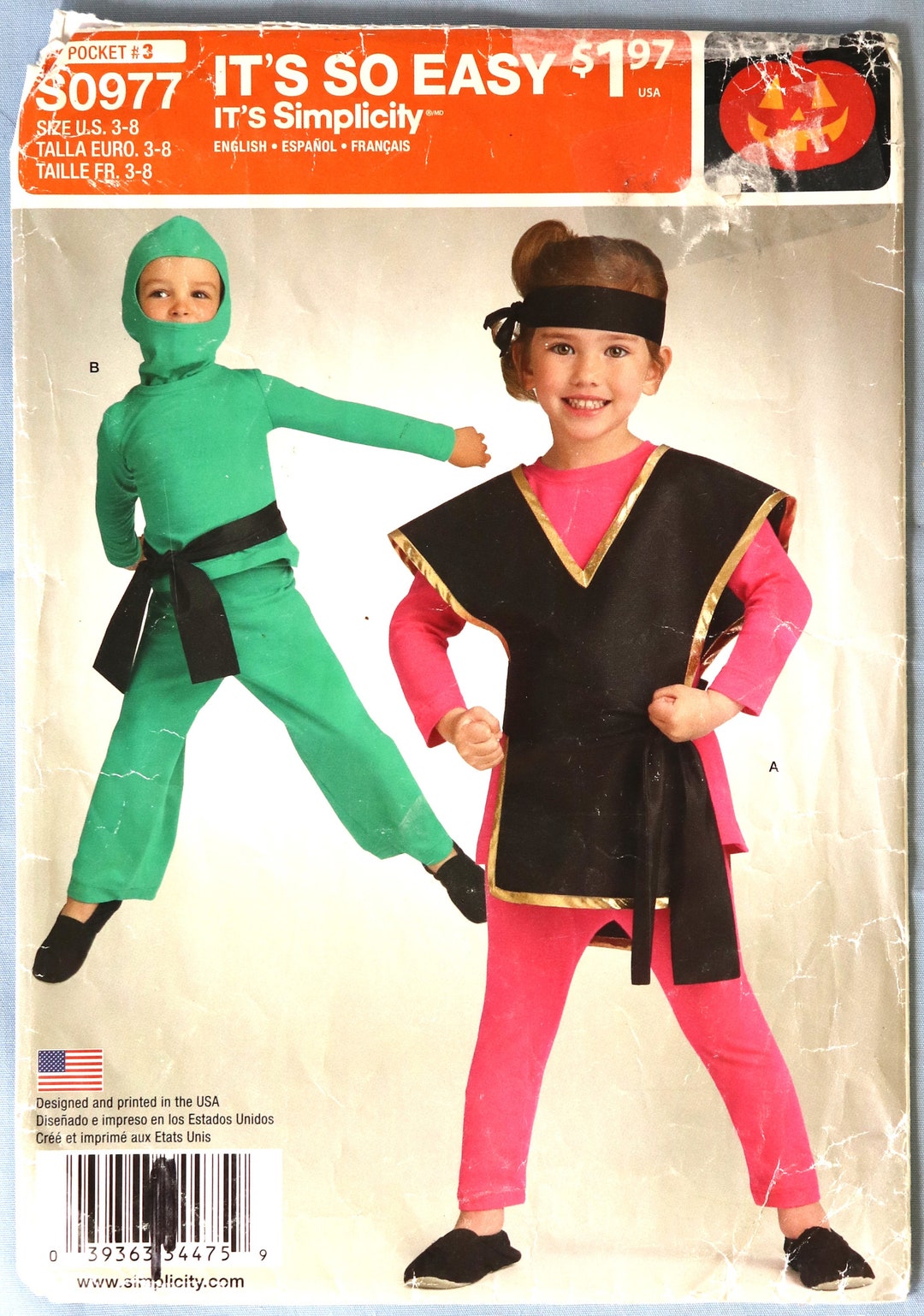 Simplicity S0977. Child's Ninja Costume Pattern. Toddler Ninja Tabard ...