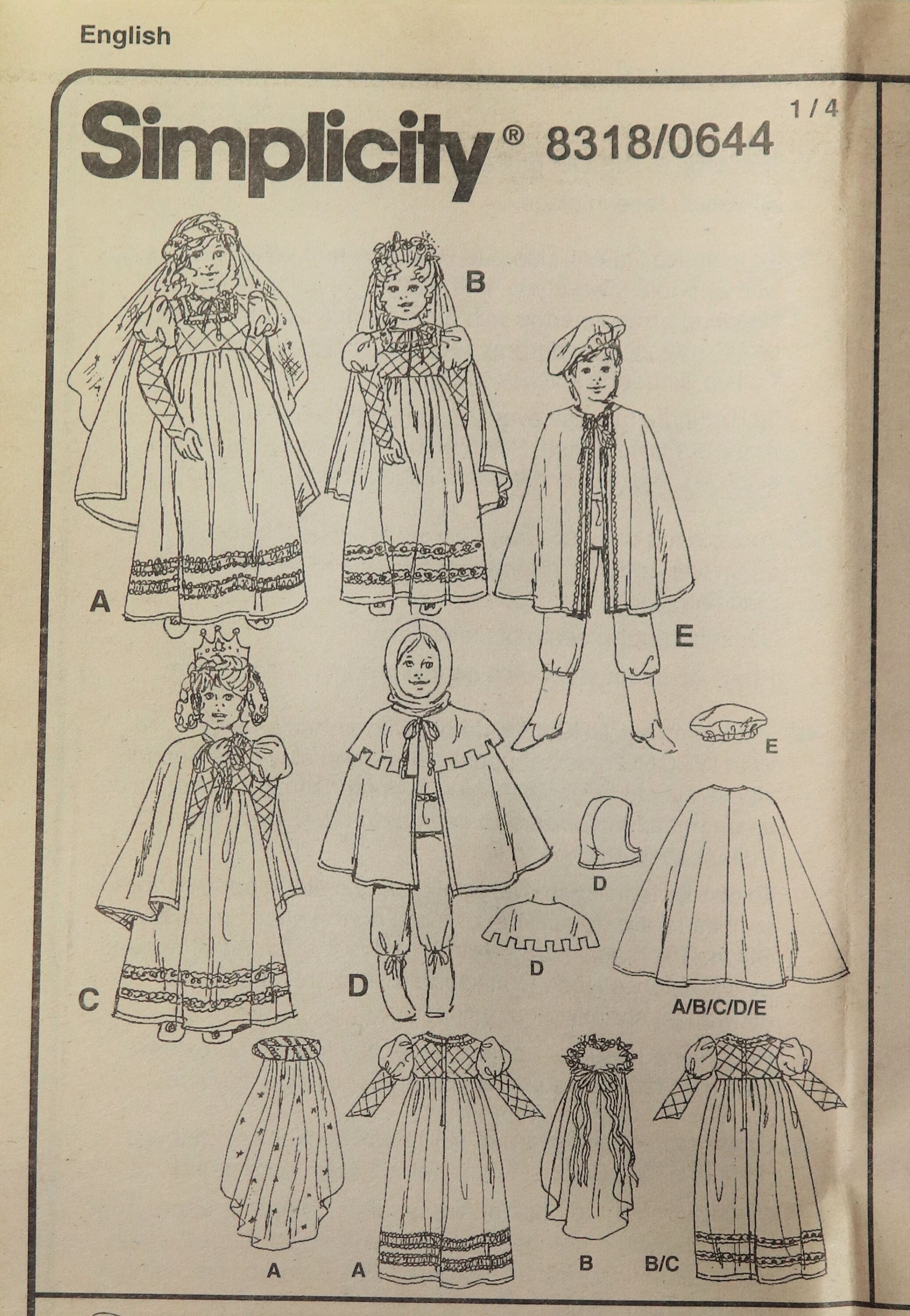 Simplicity 8318. Child's Renaissance Costumes Pattern. Child Romeo and ...