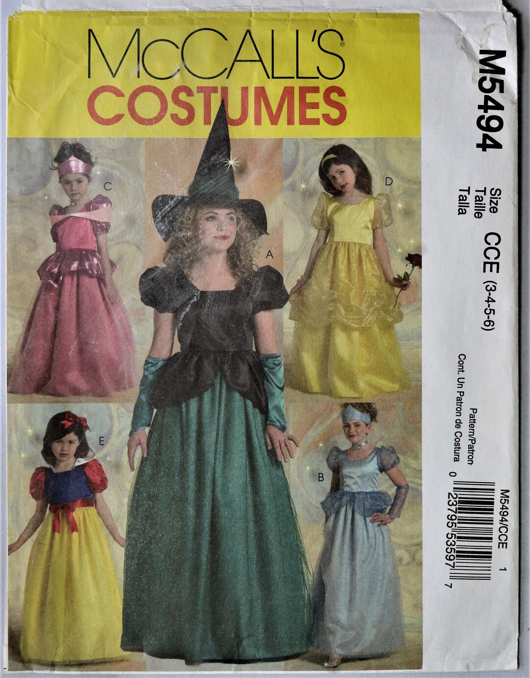 Mccall's 5494. Girl's Princess Costume Pattern. Fairy Tale Princess ...