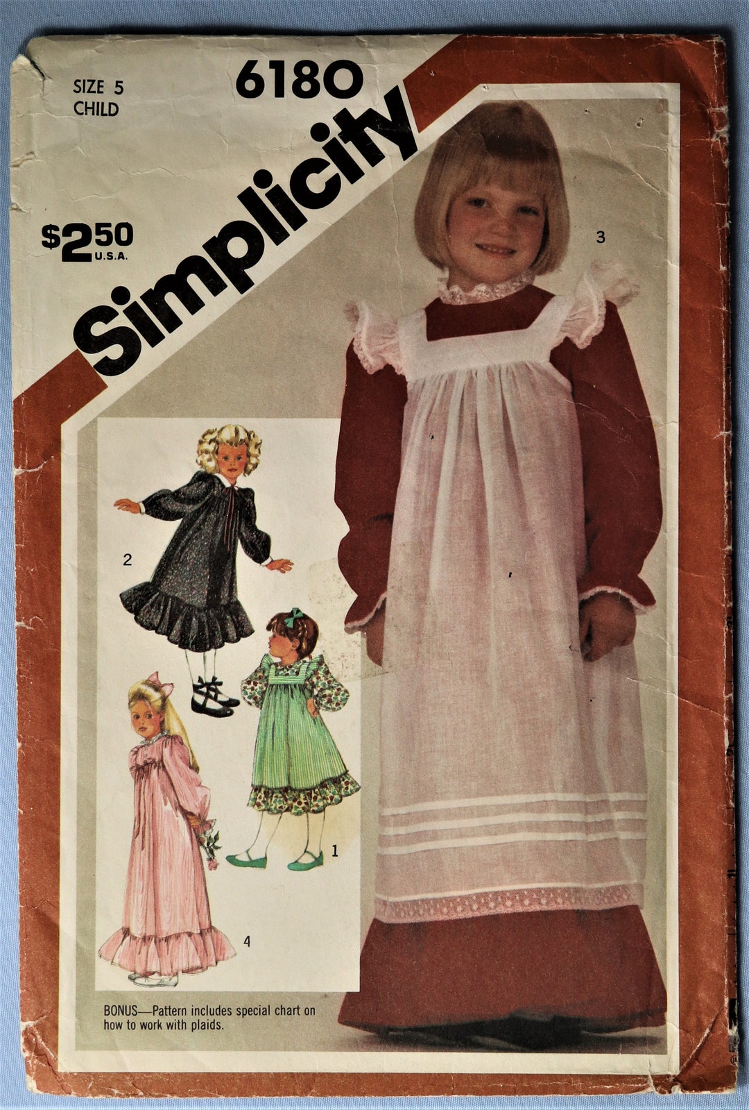 Simplicity 6180. Girl Prairie Dress and Pinafore Pattern. Vintage 1983 ...