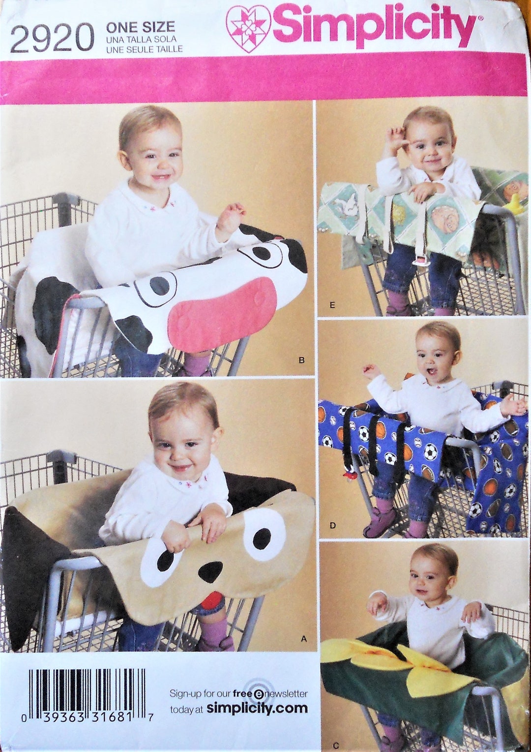 Simplicity 2920. Child Grocery Cart Cover Pattern. Toddler Grocery Cart ...