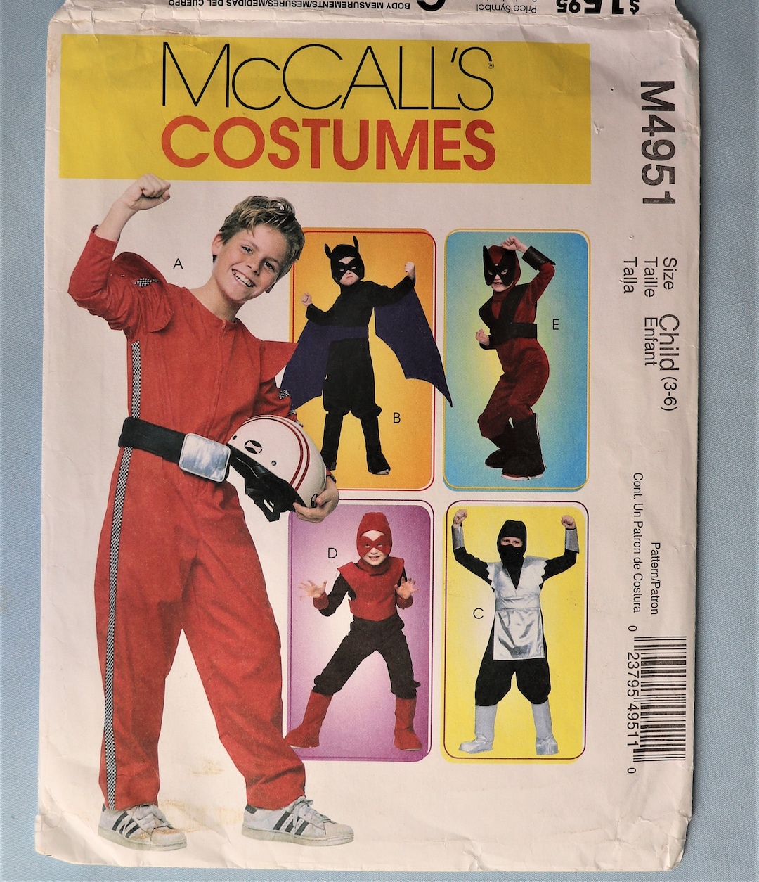 Mccall's 4951. Child's Power Ranger Costume Pattern. Child Ninja ...