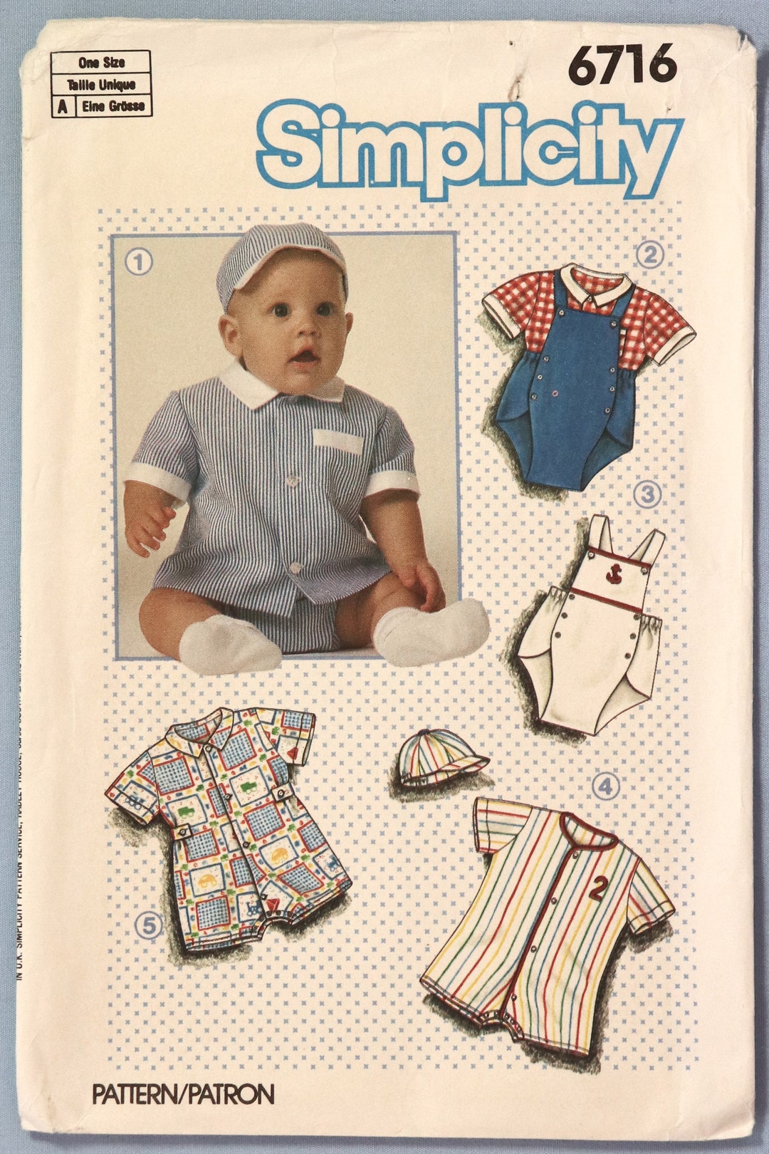Simplicity 6716. Baby Layette Pattern. Baby Sunsuit, Coveralls, Shirt ...