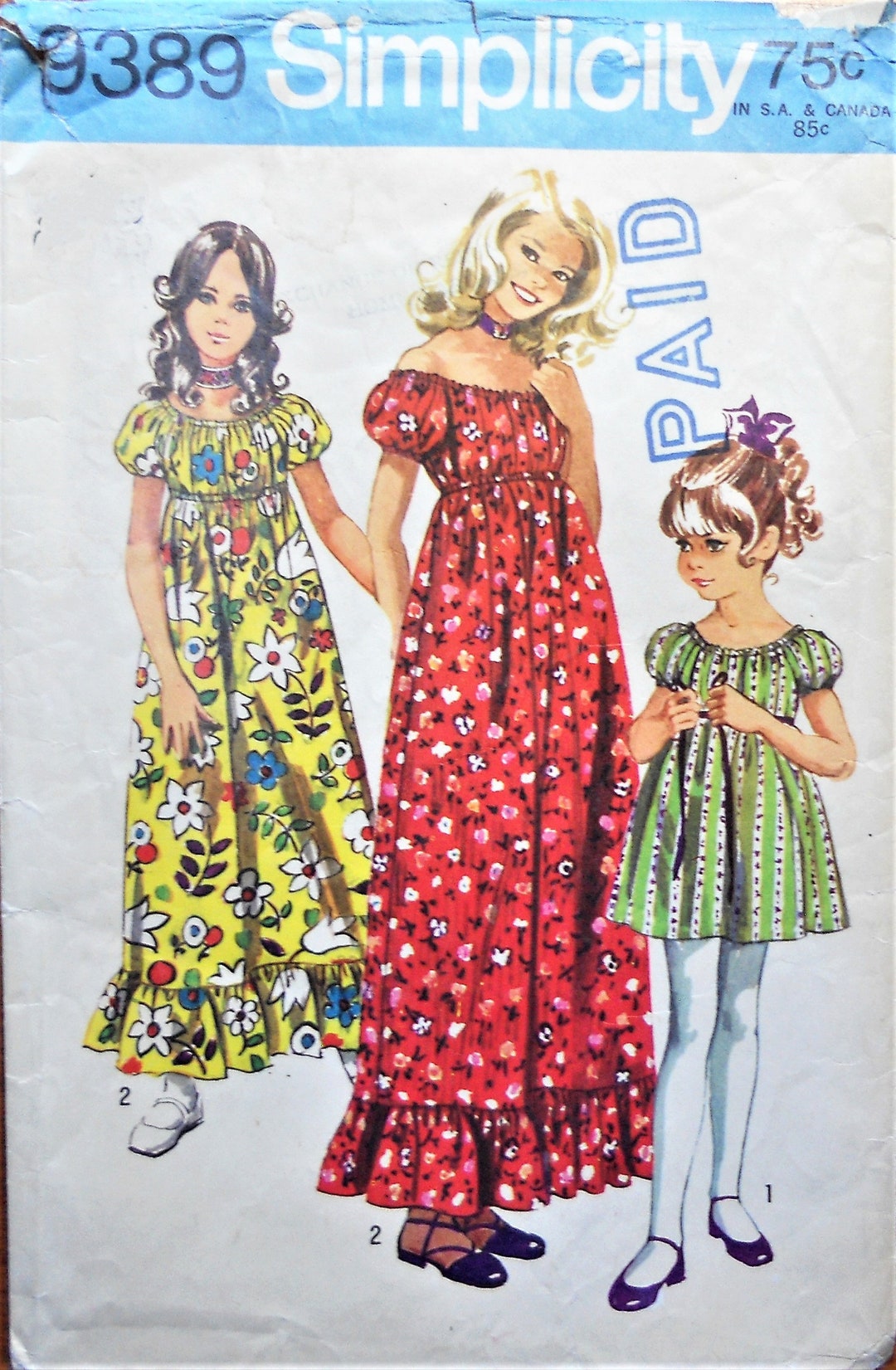 Simplicity 9389. Girls Dress Pattern. Girl Peasant Dress Pattern ...