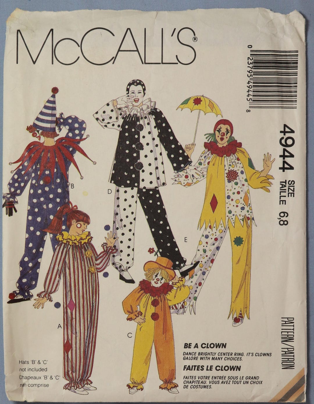 Mccall's 4944. Child's Clown Costume Pattern. Child Pierrot Costume ...