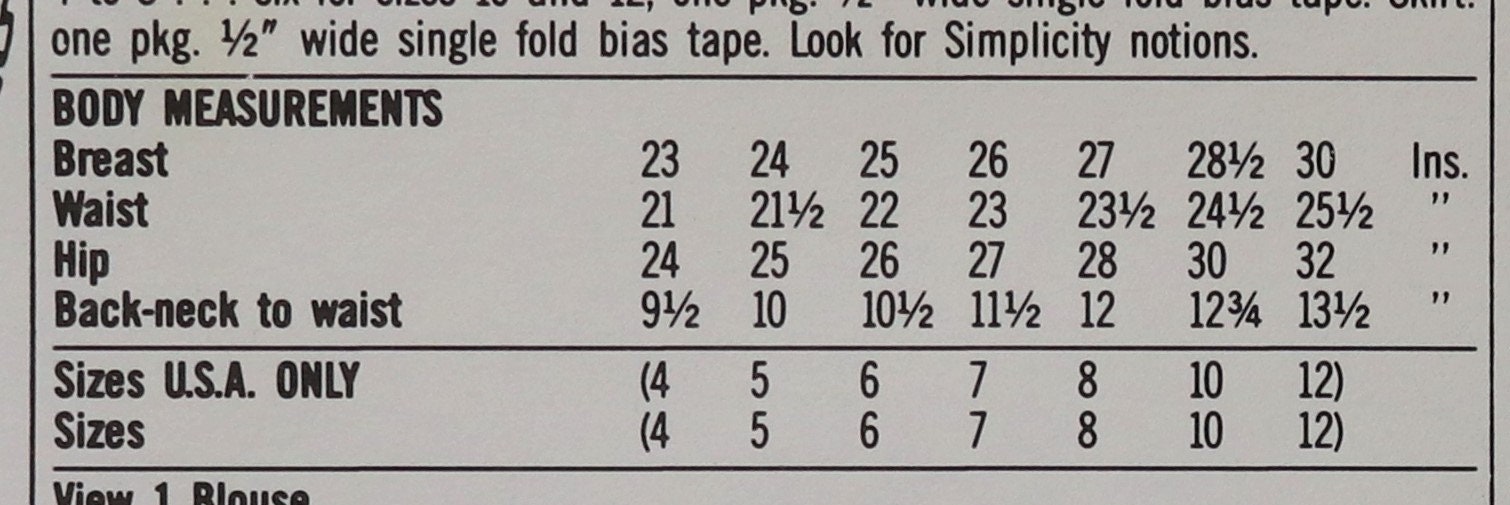 Simplicity 9832. Girl's Blouse and Skirt Pattern. Vintage - Etsy