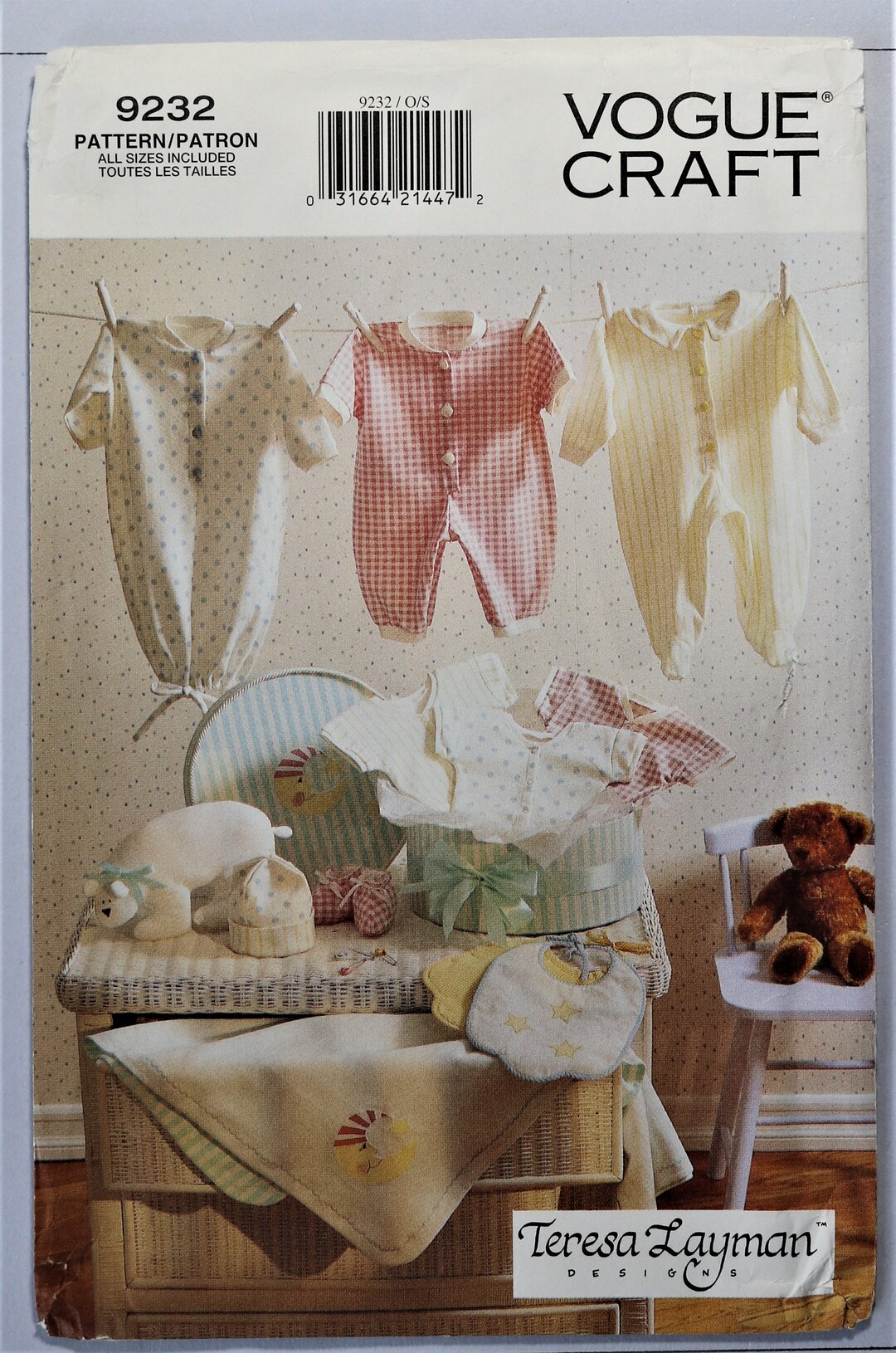 Vogue 9232. Infant Layette Pattern. Baby Jumpsuit, Sleep Sack, Body T ...