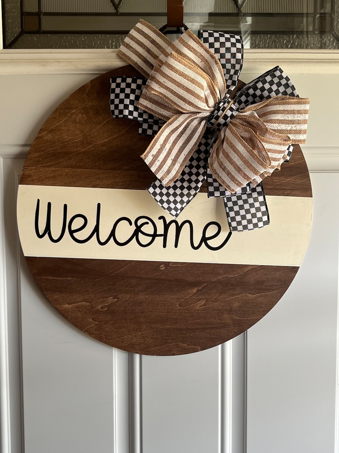 Front Door Decor,wooden Round Door Hanger, Welcome Sign for Front Door ...