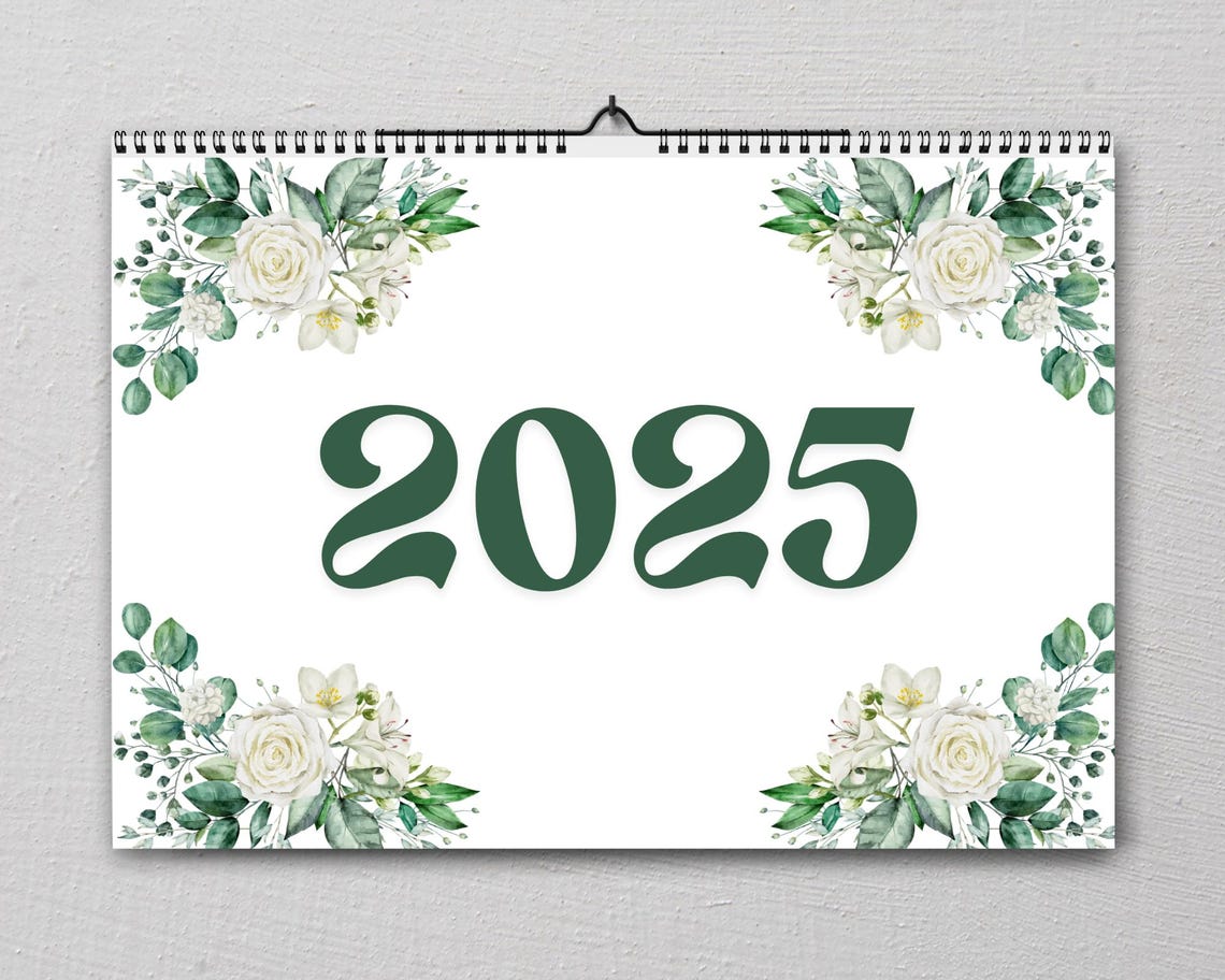 2025 Wall Flower of the Month Calendar Planner - Printable DGITAL ...