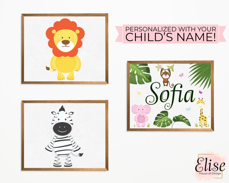 Personalized Custom Baby Name Design With Jungle Zoo Animals - Etsy