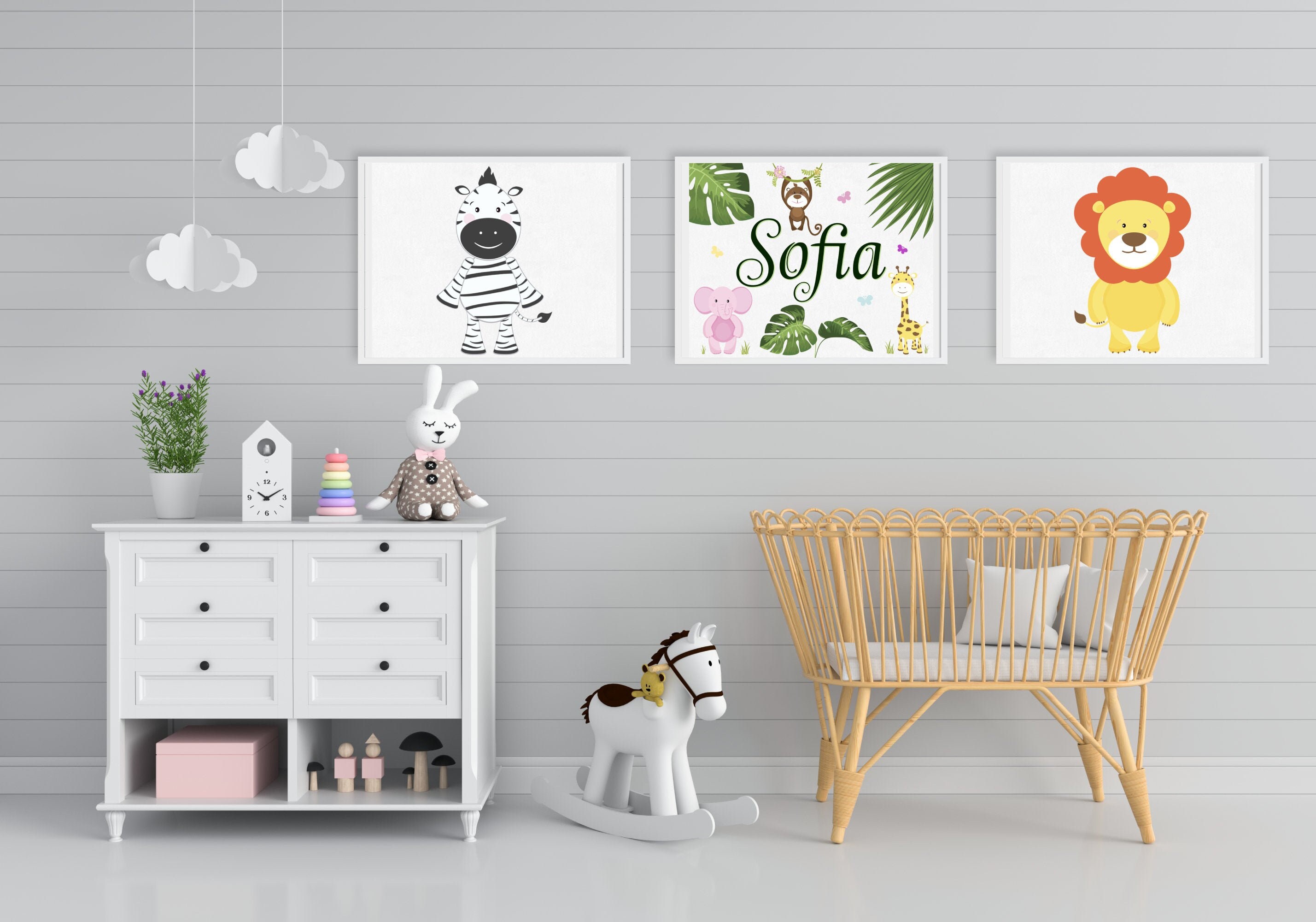 Personalized Custom Baby Name Design With Jungle Zoo Animals - Etsy