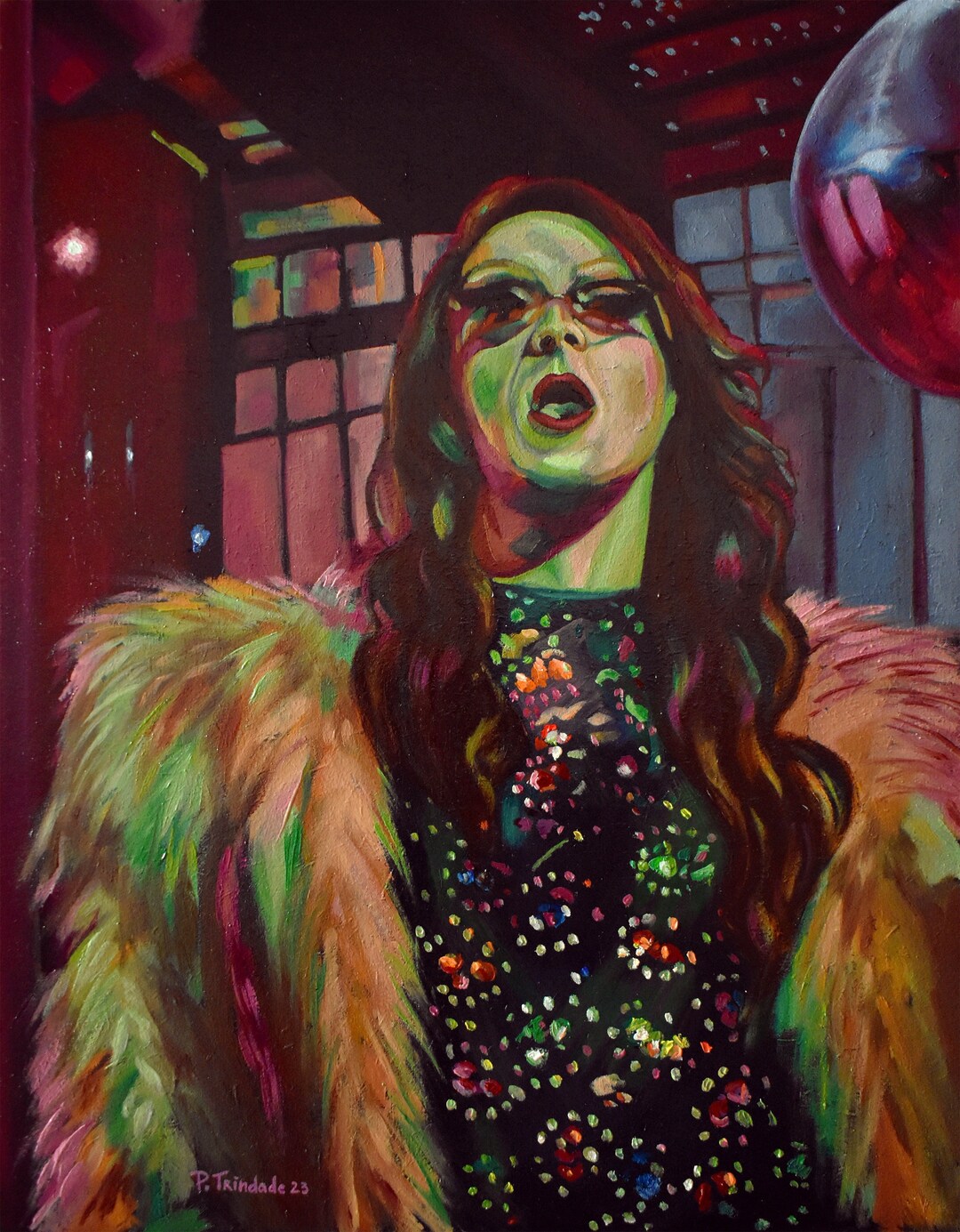 Original Oil Painting on MDF, Portrait of a Drag Queen, Night Show ...