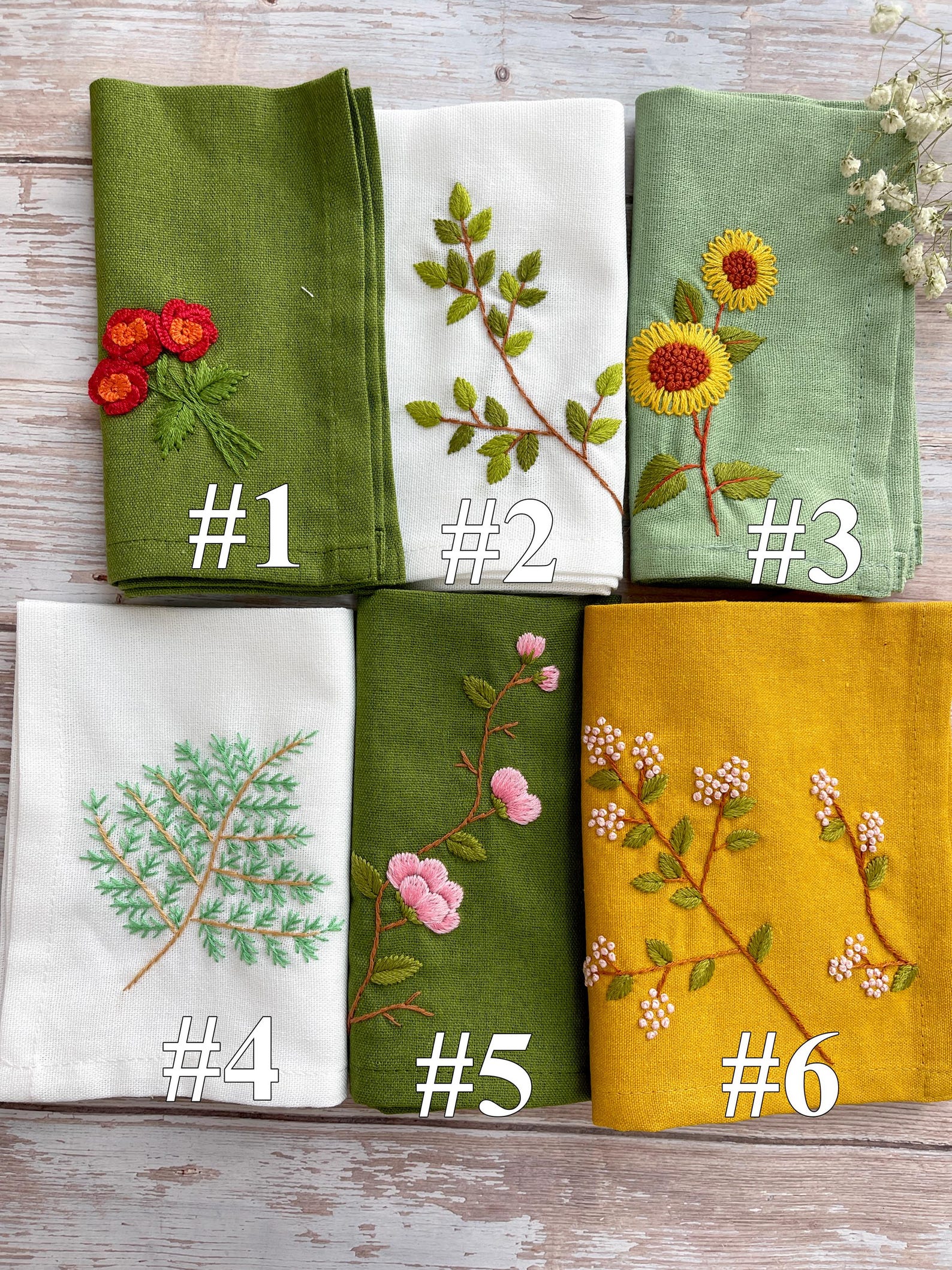 Custom Name Floral Embroidered Handkerchief, Personalized Hand ...
