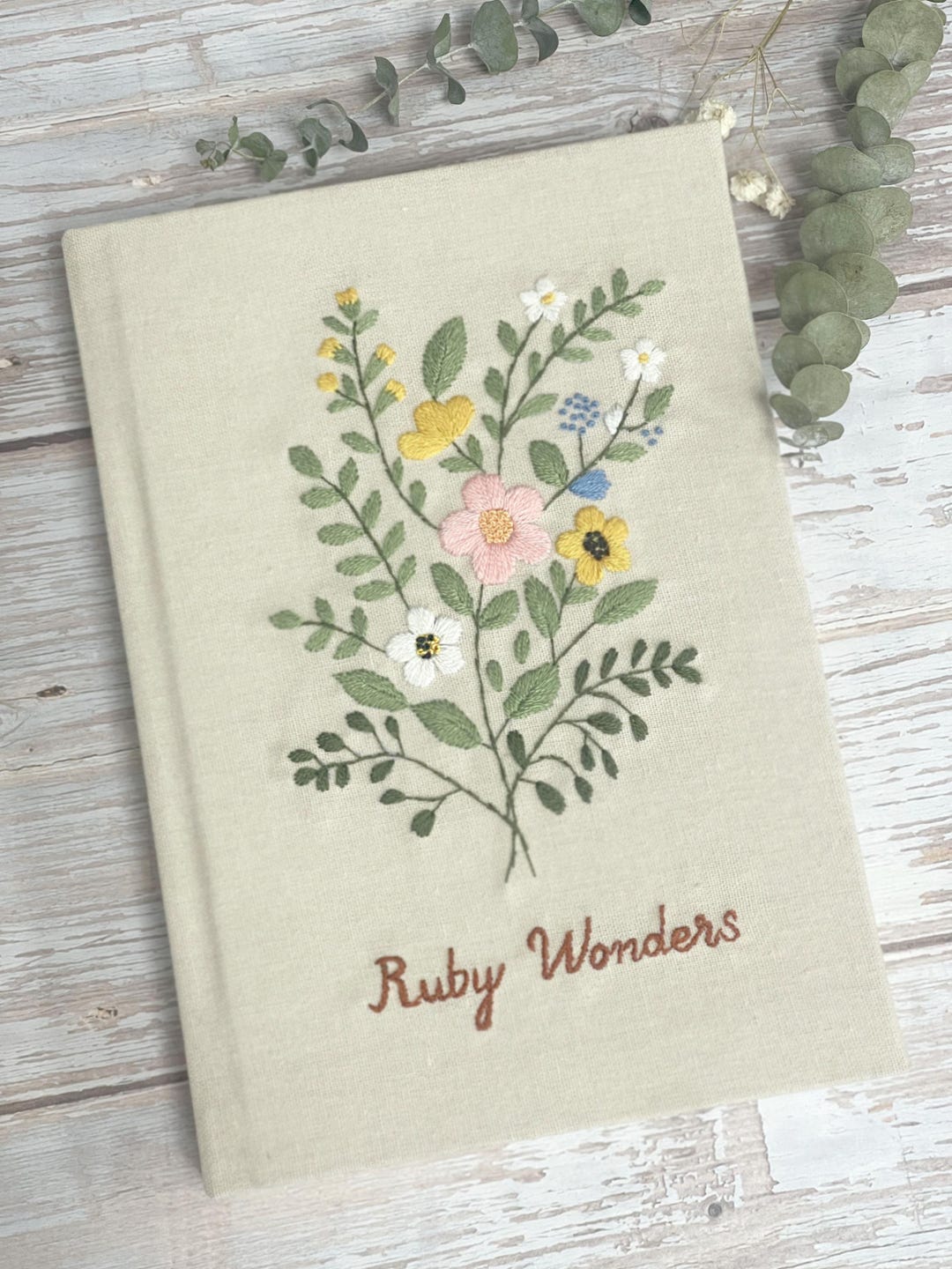 Unique Hand Embroidered Wildflower Notebook, Hand Embroidered A5 ...