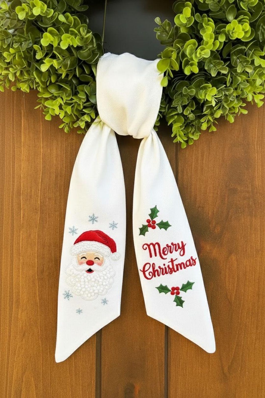 Personalized Santa Claus Embroidered Christmas Wreath Sash, Handmade ...