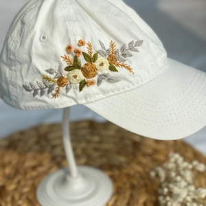Hand Embroidered Floral Baseball Cap, Unique Flower Design, Embroidered ...
