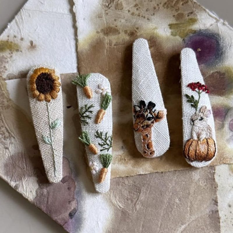 Embroidery Animal Hair Clip - Etsy