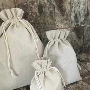 Flower Embroidery Drawstring Bag, Linen Gift Wrapping, Handmade ...