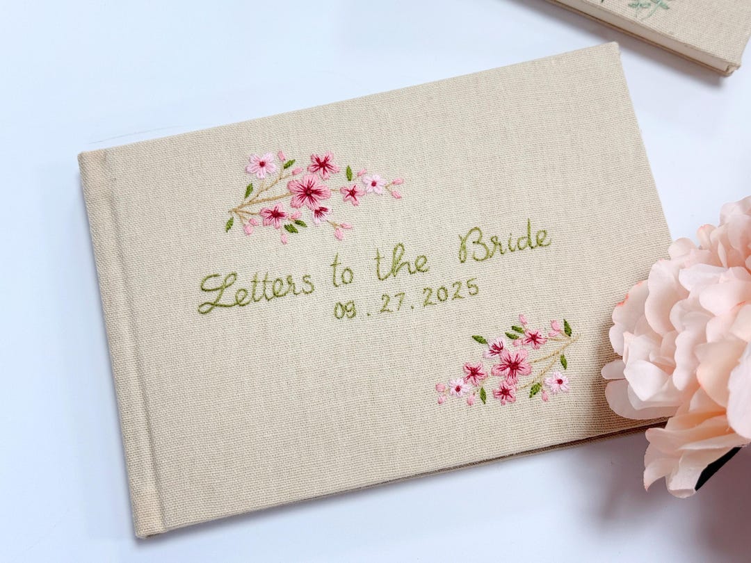 Custom Letters to the Bride Book Hand Embroidered Bridal Shower Memory ...