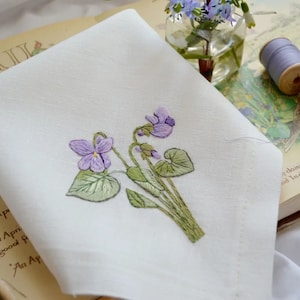 Personalized Floral Embroidered Linen Napkins, Hand Embroidered Table ...