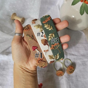 Autumn Linen Embroidered Headband, Handmade Hair Headband With Flower ...