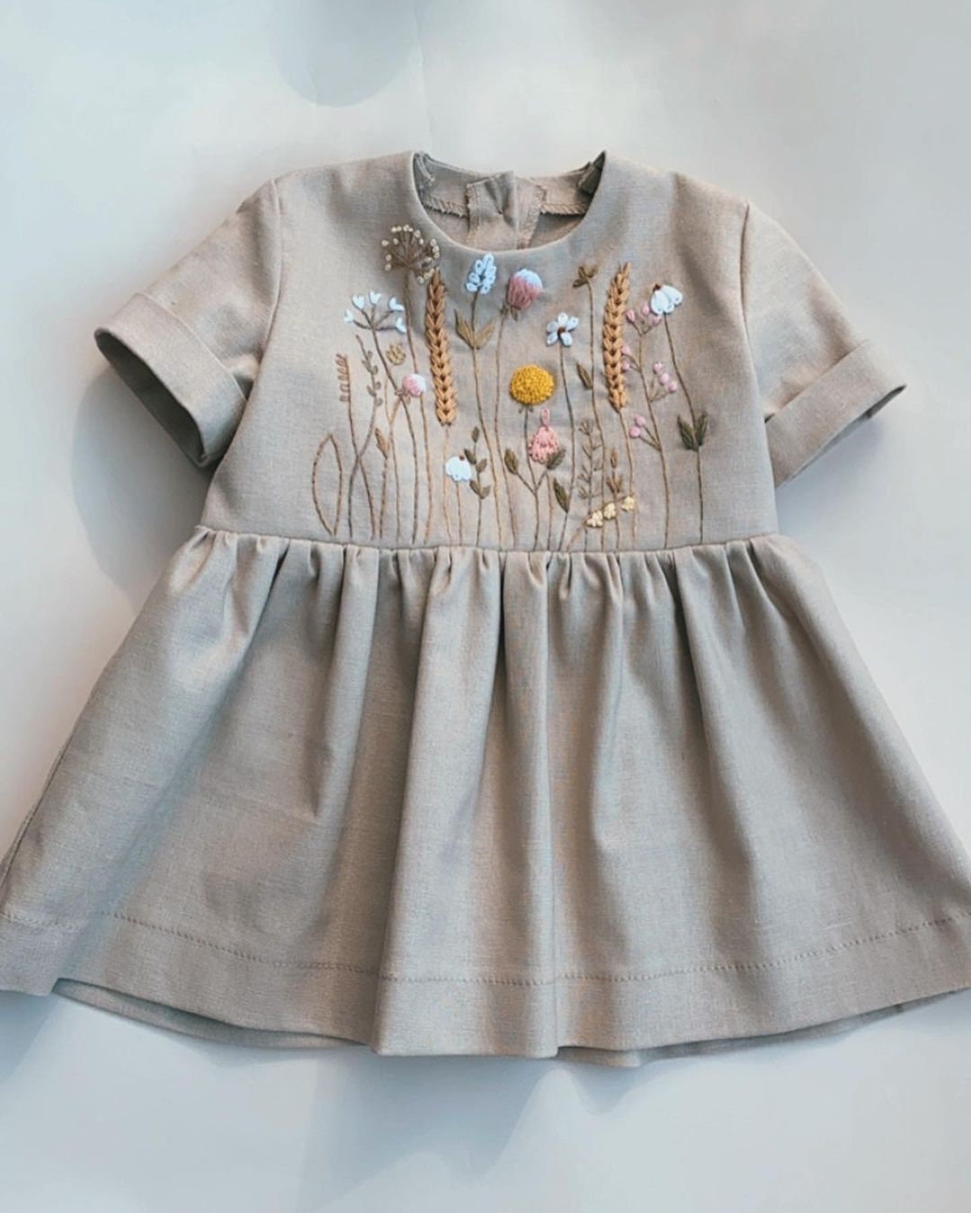 Handmade Garden Embroidered Dress, Soft Linen Dress for Girls, Toddler ...