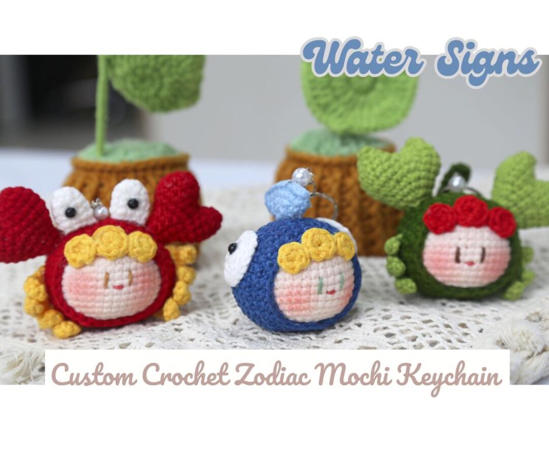 Custom Crochet Water Signs Zodiac Keychain, Cute Astrological Charm ...