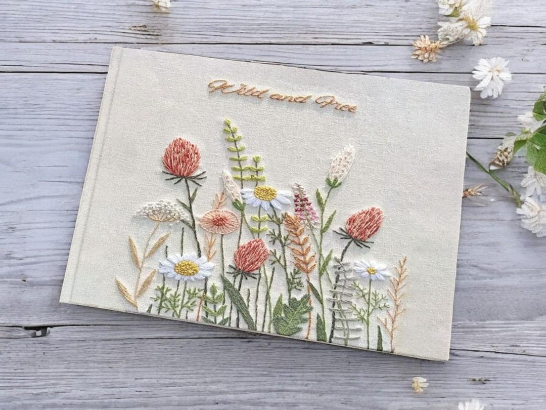 Personalized Handmade Floral Notebook, Hand Embroidered Memorybook ...
