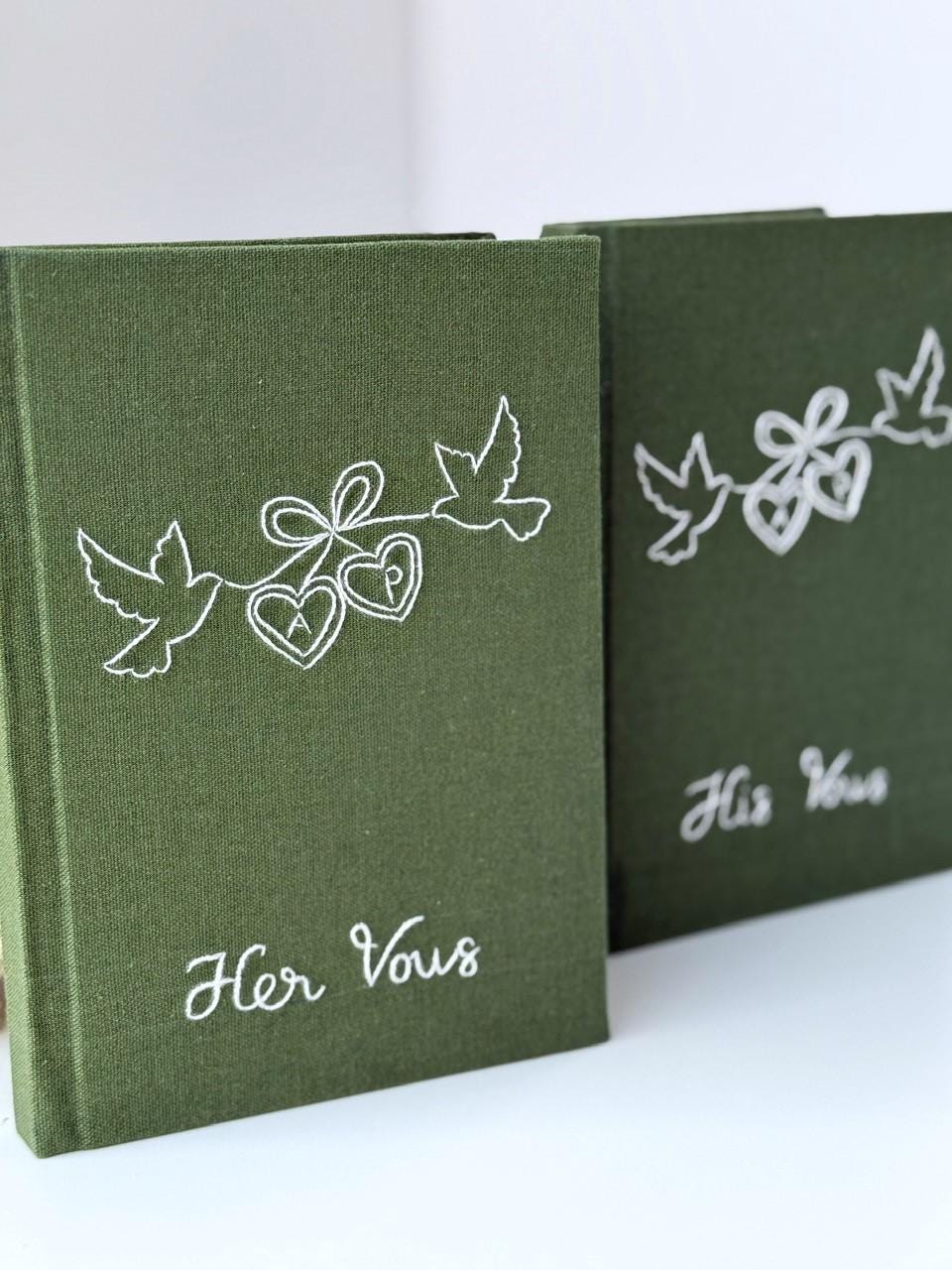 Personalized Linen Vow Books With Dove & Lockets: Custom Hand ...