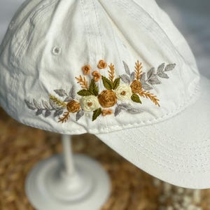 Hand Embroidered Floral Baseball Cap, Unique Flower Design, Embroidered ...